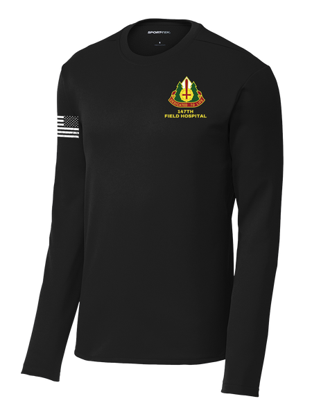 147th Field Hospital Fleece Pullover Crew with Flag with Effects on Ri ...