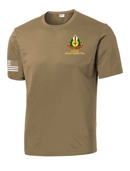 147th Field Hospital Competitor Tee with Flag with Effects on Right Sl ...